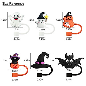 IOKUKI 6 PCS Halloween Straw Toppers for Stanley 30&40 Oz Tumbler, 10mm/04in Straw Covers Cap for All 9-10mm Straws, Dust-Proof Reusable Protector Topper for Water Bottle