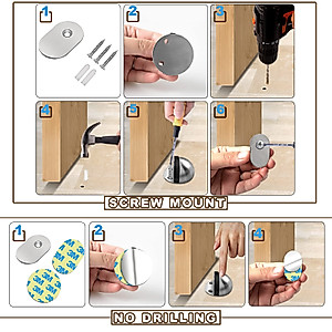 Door Stops 2 Pack, Magnetic Door Stop, Brushed Satin, Black Flush Modern Floor Mount Magnetic Door Catch Door Holder