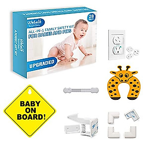 Baby Proofing Kit 18 Pcs - Baby Home Safety All-in-one Solution with Hidden Cabinet Locks, Adjustable Strap Latches, Corner Guards and Finger Pinch Guards