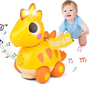 Baby Musical Toys 12 to 18 Months Touch & Go, Dinosaur Learning Crawling Toys for Infant 6-12 Months, Cute Little Toys for 6 7 8 9 10 12 M+ Boy & Girl, Toddler Educational Gifts Toys Age 1 2 Year Old