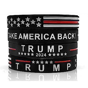 Yangmics Direct Trump NEEDS SUPPORT - 4 Trump Take America Back for President 2024 Silicone Bracelets - Inspirational Motivational Wristbands - Adults Unisex Gifts for Men Women