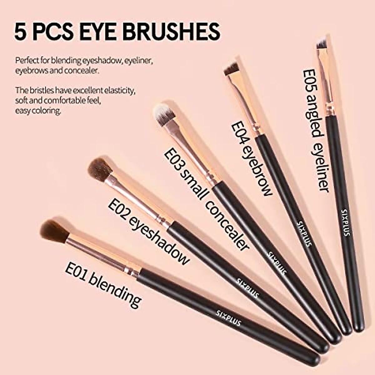 SIXPLUS Makeup Brushes Cosmetics Professional Essential 11-Piece Royal Golden Make Up Brush Set Kits with Makeup Bag and Pouch(Golden)