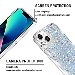 QOVOC Designed for iPhone 13 Mini Case Glitter - Sparkly Protective Phone Case for iPhone 13 Mini 5.4 Inch - Clear/Blue [Endless Memory]