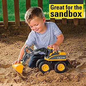 John Deere Sandbox Big Scoop Excavator Toy with Tilting Dump Bed - Construction Toys - Frustration Free Packaging FFP - 15 Inch