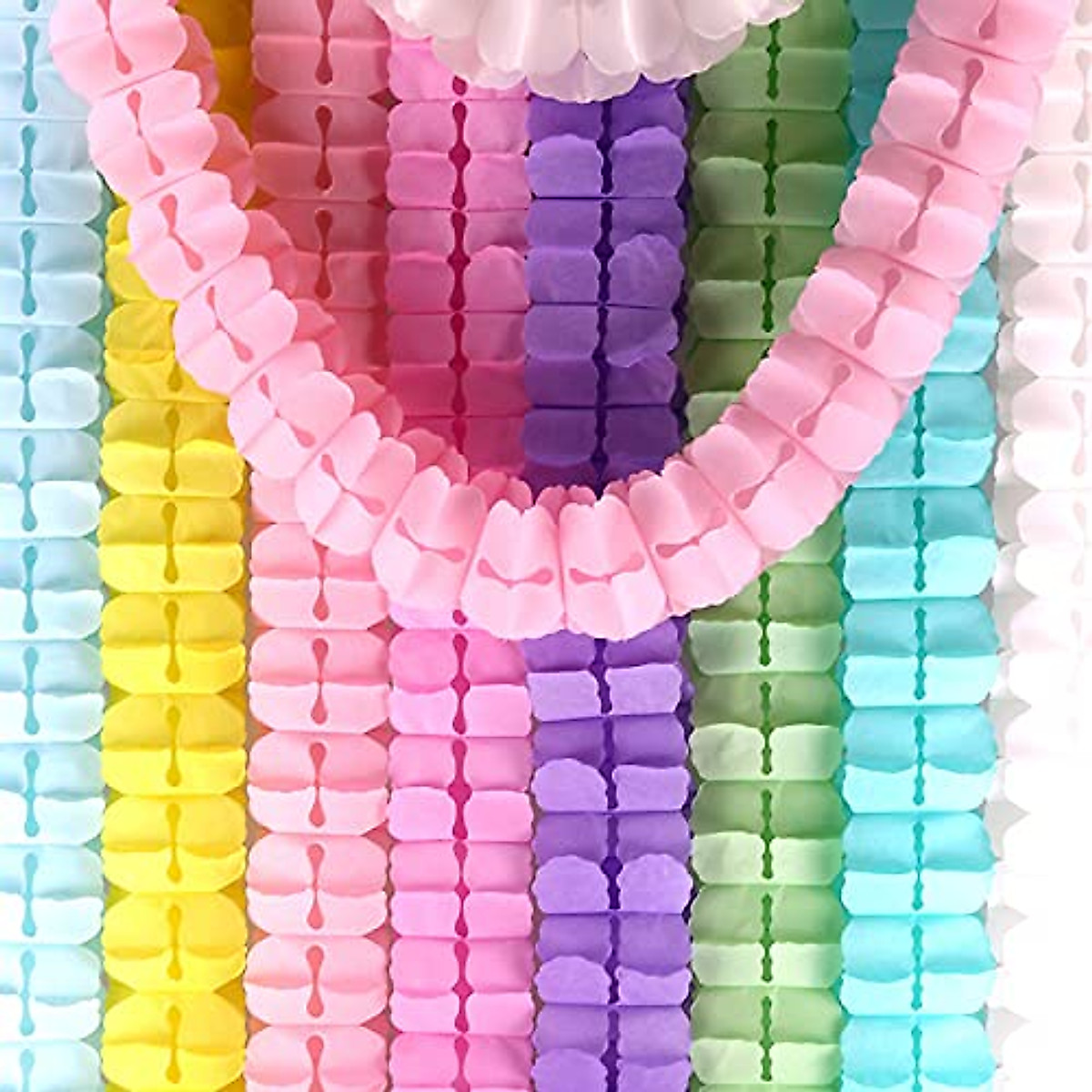 Pack of 6 Hanging Garland Four-Leaf Tissue Paper Flower Garland Reusable Party Streamers for Party Wedding Decorations, 10 Feet/3M (C07-Hot Pink)