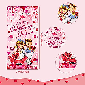 Happy Valentine's Day Door Cover - Valentine Valentine's Day Banner Large Fabric Valentine's Day Love Background Indoor Outdoor Decoration for Valentine's Day Party Supplies（70.9 x 35.4 Inch）
