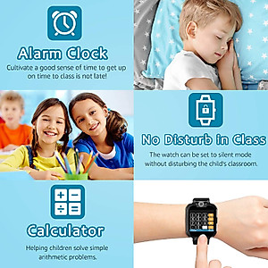 GOOWJUER Kids Smart Watch for Boys Girls - HD Touch Screen Sports Smart Watch for 4-12 Years Kids Watches with Camera 16 Learning Games Recorder Alarm Music Player for Children Teen Students (Black)