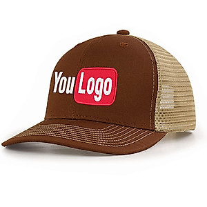Embroidery Custom Logo Trucker Hats for Men Adjustable Snapback Mesh Cap Outdoors Baseball Cap Brown
