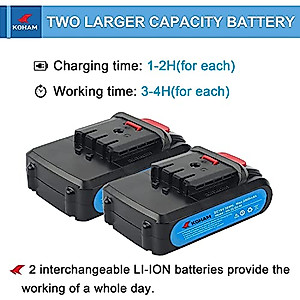 KOHAM Professional Cordless Electric Pruning Shears with 2pcs Backup Rechargeable Battery & Extra 1pcs Safety Charger