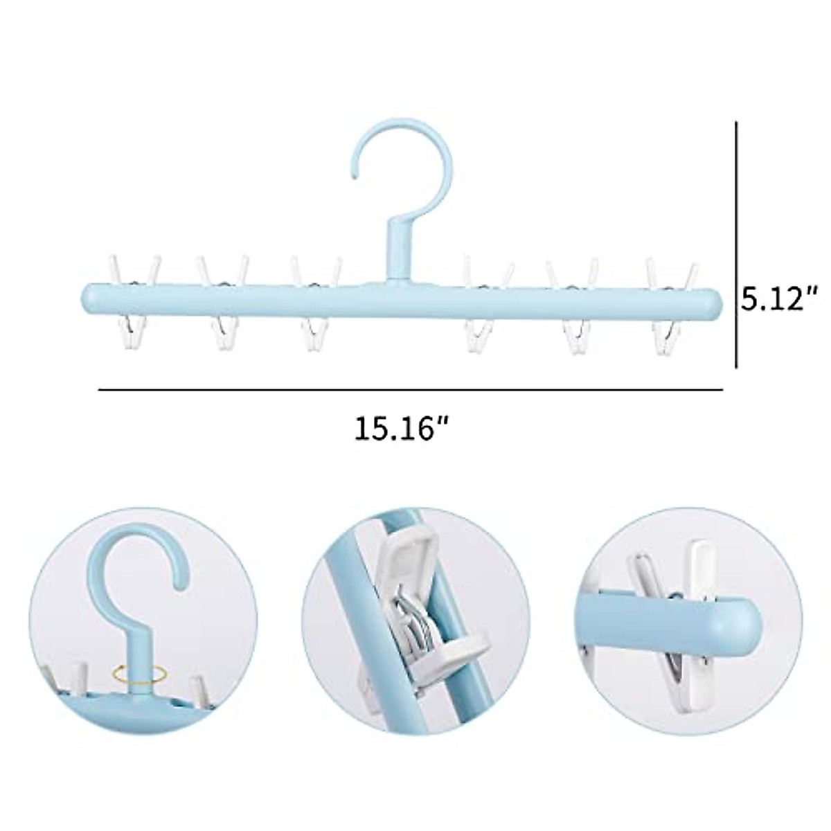 Yesesion Hat Organizer Set, 2 Pack Hanging Hat Rack for Baseball Caps, Blue Hat Hanger Holder for Closet with 6 Clips, Hat Organizer Hanger Storage Holder for Home, Entryway, Bedroom (Blue/White)
