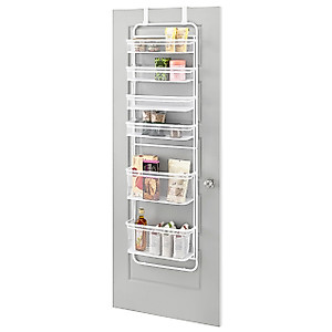 Whitmor Over The Door Organizer - 6 Sections - Pantry, Bathroom, Accessory Organizer - Metal and Mesh - White