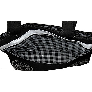 Black Canvas Tote Purse with White Bow and Cowgirl Embroidery from Sourpuss Clothing