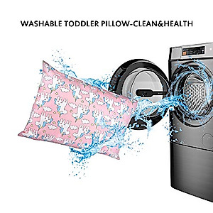 ZPECC Toddler Pillowcases Set of 2, Hypoallergenic 14x19 Pillow Cover Fits Pillows Sized 13x18 or 14x19, 100% Soft Cotton Envelope Closure Kids Pillowcase for Sleeping, Machine Washable, Pink Unicorn