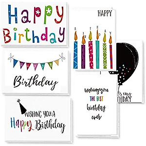 Birthday Cards Bulk 120 Count Assortment Happy Birthday Cards with Envelopes and Seals, Blank Note Cards 4 x 6 inch, Handwritten Creative Bold Colorful Desgin, Blank on the inside