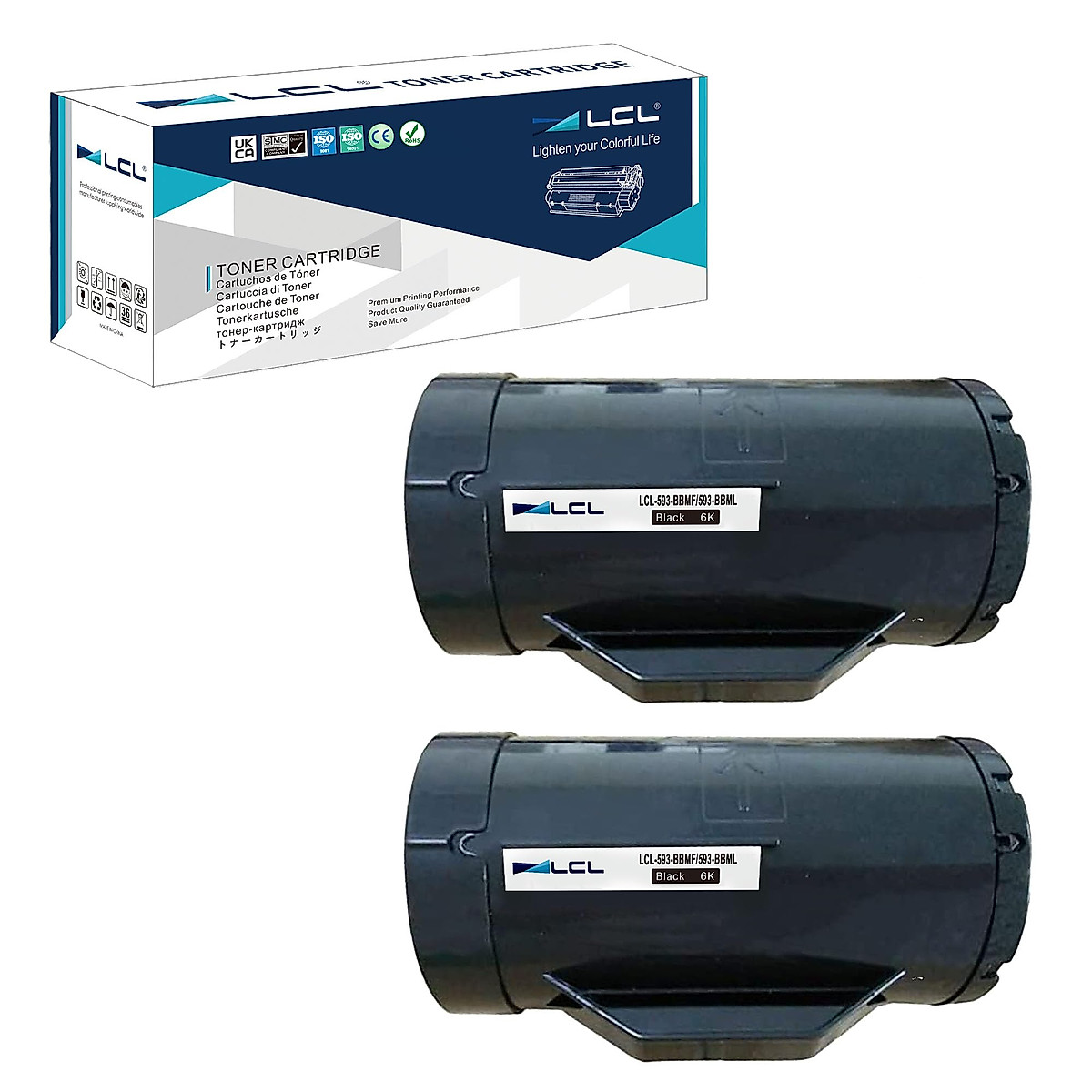 LCL Compatible Toner Cartridge Replacement for Dell H815 H815dw S2815dn S2810dn 593-BBMF 593-BBML 6000 Pages (2-Pack Black)