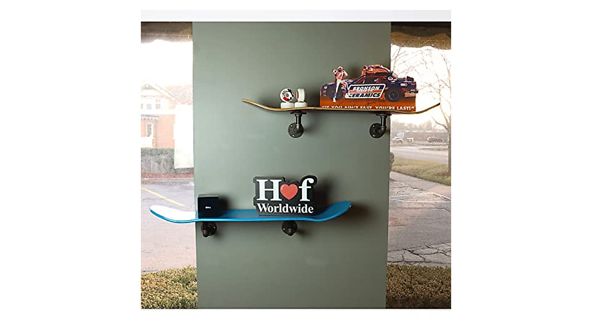 Floating Industrial Style Skateboard Shelf | Custom Made