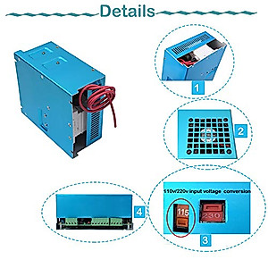 40W CO2 Laser Power Supply for CO2 Laser Engraver Cutter MYJG, 110/220VAC CO2 Laser Engraving Cutting Machine Power Supply