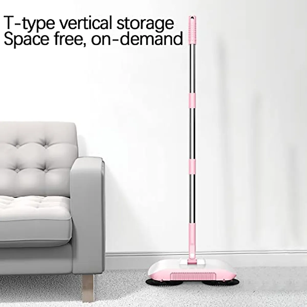 Hand Push Intelligent Sweeper - Household Lazy Foldable Three-in-one Suction Sweeper Cleaning Machine Floor Sweeper, Soft Rough Brush + Microfiber Mop, for Hardfloor, Tile, Apartments, Offices