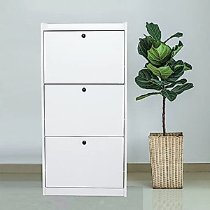 YIYIBYUS Shoe Organizer Three-Tiered Bucket Shoe Storage Cabinet Home Modern White Shoe Rack Shelf Fold-Out Drawers for Outdoor Indoor Entryway 19.68x6.69x43.31in