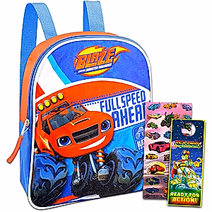 Nick Shop Blaze And The Monster Machines Mini Backpack ~ 3 Pc Bundle With 11 inch Blaze School Bag For Boys, Toddlers, Kids With Race Car Stickers And More (Blaze School Supplies)