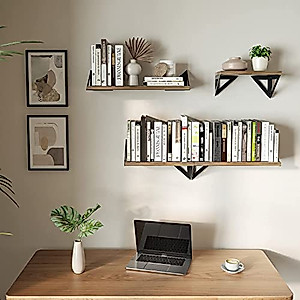 OlarHike Floating Shelves Wall Mounted Set of 4, Rustic Wood Shelves for Wall Storage, Floating Wall Shelf for Bedroom, Bathroom, Living Room, Kitchen Decor