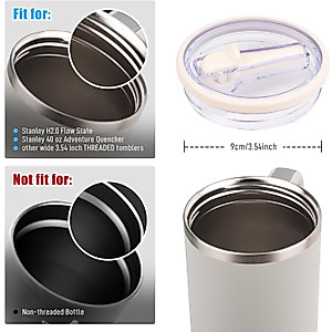 2 PCS 40 OZ Tumbler Flip Straw Lid Replacement Fit for Stanley Quencher Tumbler, New Spill Proof and Leak Resistant Tumbler Lids Compatible with Stanley Cup Accessories (White)