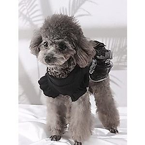 QWINEE Elegant Party Dog Dress Bow Decor Cat Dress Stretchy Dog Princess Dress Mesh Tutu Puppy Skirt Wedding Christmas New Year Dresses Outfits for Small Medium Large Dogs Cats Kitten Black M