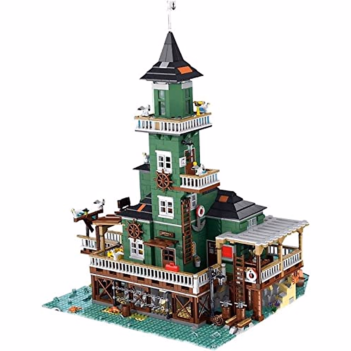 General Jim's Realistically Detailed Fisherman Harbortown Series City Modular Buildings 3452 Piece Three Level Lighthouse Construction Suite Building Blocks Toy Bricks Set for Adults and Teens
