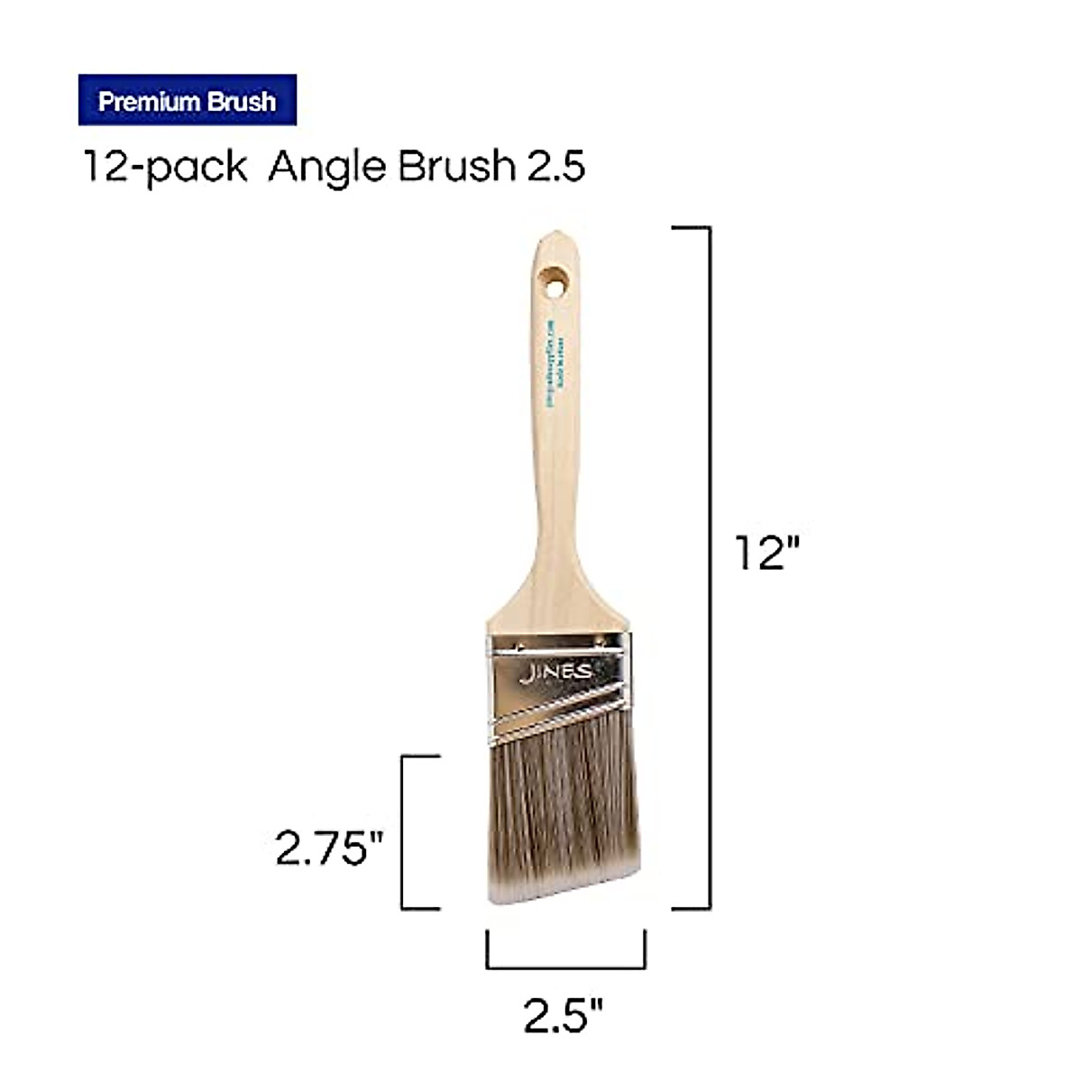 Pro Grade - Paint Brushes - 12Ea 2.5" Angle Brushes