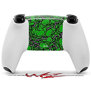 WraptorSkinz Skin Wrap compatible with Sony PS5 DualSense Controller Scattered Skulls Green (CONTROLLER NOT INCLUDED)