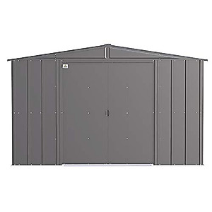 Arrow Shed Classic 10' x 12' Outdoor Padlockable Steel Storage Shed Building, Charcoal