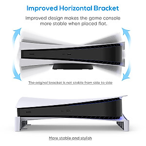 Klipdasse Horizontal Stand Compatible with Playstation 5 Disc & Digital Edition, Base Stand Bracket Desk Stand Accessories with Non-Slip Rubber Compatible with PS5 Console