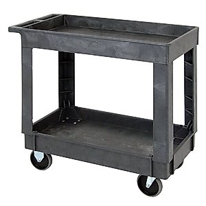 Quantum Storage Cart, Bussing Utility Transport, Plastic, 35" x 18" x 33", Gray
