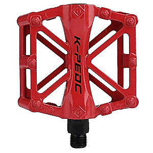 boruizhen Aluminium CNC Bike Platform Pedals Lightweight Road Cycling Bicycle Pedals for MTB BMX (Red)