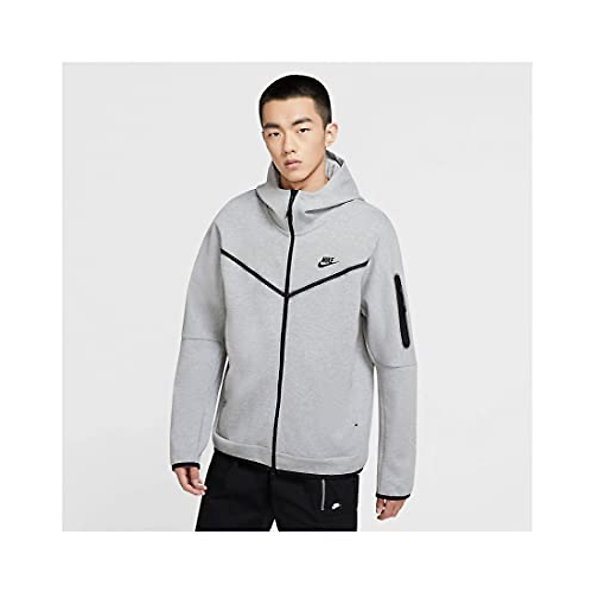 Nike Men's Sportswear Tech Fleece Full-Zip Hoodie, Dark Grey Heather/Black, X-Large