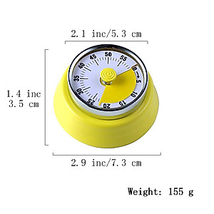 Kunovo Kitchen Visual Timer,Mechanical timers for Cooking,Magnetic Wind up Timer Reminder (Yellow)