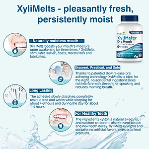 Oracoat XyliMelts Dry Mouth Relief Moisturizing Stick-On-Melts w/Xylitol, 230 Count, Slightly Sweet, Helps Stimulates Saliva for Dry Mouth, Non-Acidic