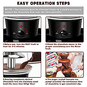 Outamateur 16-Ounce Chocolate Fondue Fountain,3-Tier MINI Chocolate Fountain,Electric Melting Machine with 6PCS Fondue Fork,Hot Chocolate Fondue With Removal Fruits/Nuts/Treats Serving Tray,for BBQ Sauce,Ranch,Nacho Cheese,Liqueurs (Black)