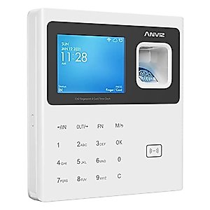 ANVIZ Time Clocks for Employees Small Business - CX2 Fingerprint Biometric Clock in and Out Machine - Finger Scan + RFID + Pin Punching in one, with Professional Cloud Software (0 Monthly Fee), White
