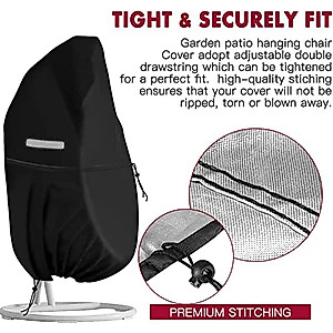 ODSPTER Patio Hanging Egg Chair Cover 420d Durable Lightweight Waterproof Egg Swing Chair Cover with Drawstring Garden Furniture Protector