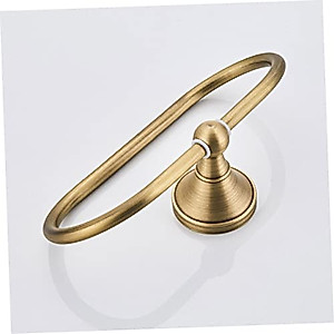 DOITOOL 2pcs Suction Towels Round Self Heavy Hotel Wall Hook Adhesive Angle Ring As Holder Antique Rod and Hand Simple Oval Kitchen Brushed Hooks Mounted Brass Hangers Rings
