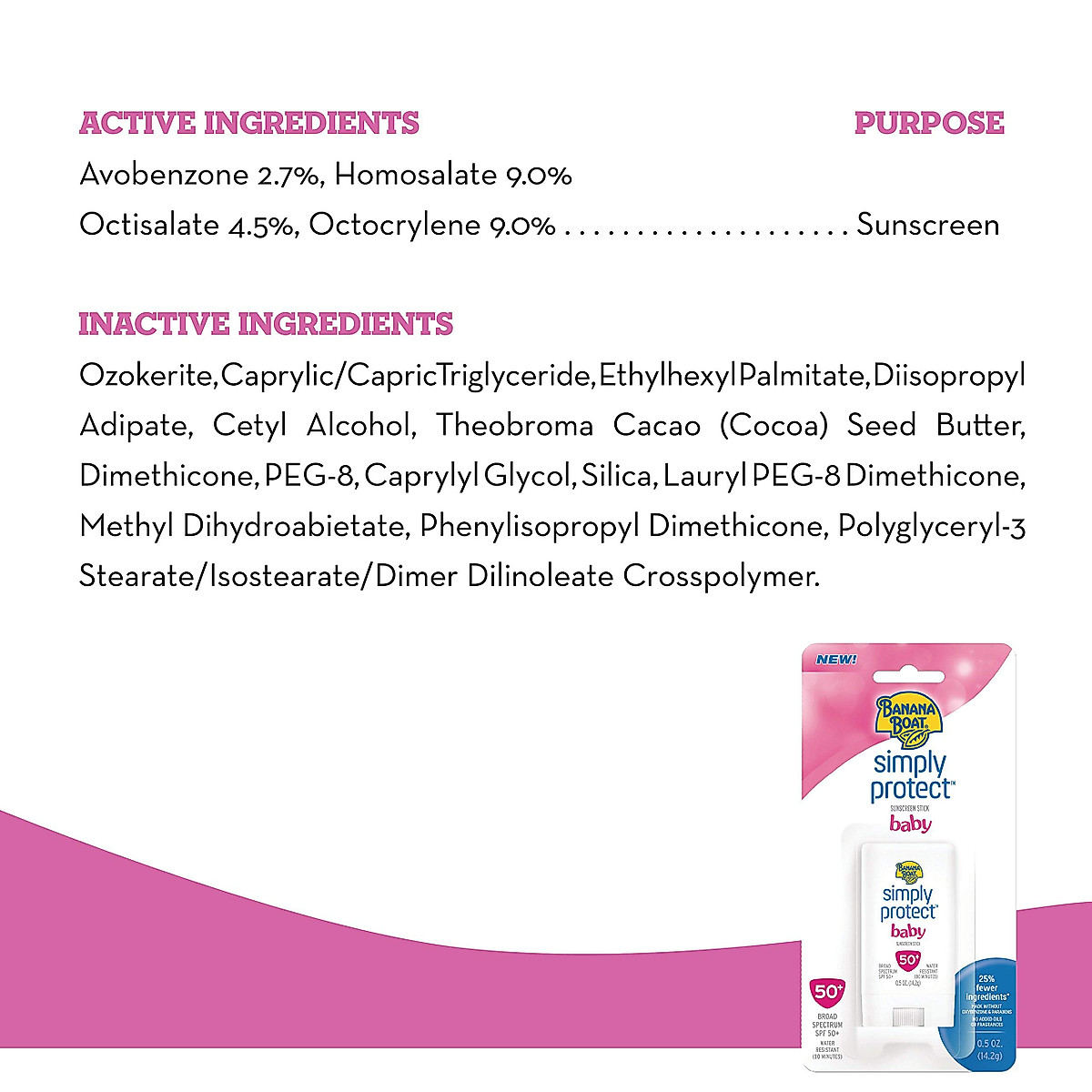 Banana Boat Spf#50+ Baby Simply Protect Stick 0.5 Ounce (14ml) (3 Pack)