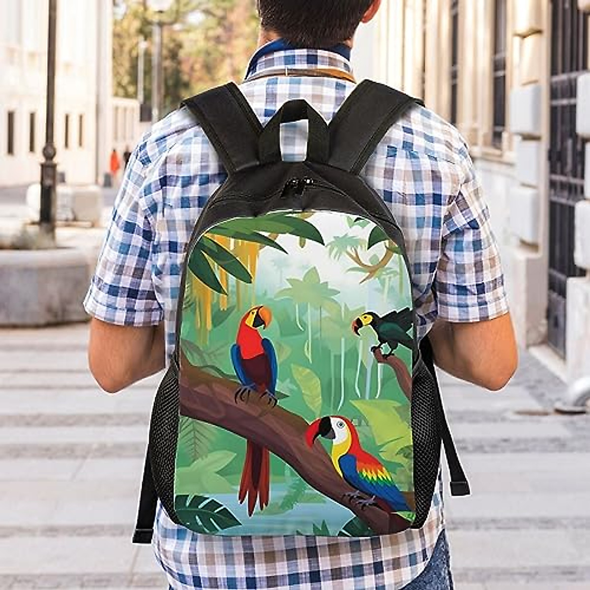 RLDOBOFE Macaw and Toucan of Rainforests Backpack For Women Men Travel Laptop Backpack Rucksack Casual Daypack Lightweight Travel Bag
