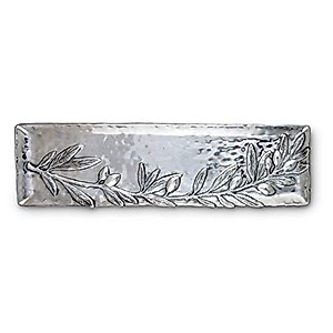Arthur Court Olive Pattern Sand-Cast Aluminum Oblong Serving Tray / Platter 19 inch x 5.5 inch