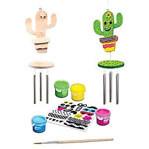 MasterPieces Works of Ahhh Mini Craft Set - Cactus Wind Chime Build & Paint Family Craft Set