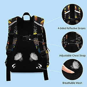 Glaphy Monster Truck Cars Retro Kids Toddler Backpack for Boys Girls, Children Bag Preschool Bookbag with Chest Strap for Daycare Kindergarten Travel