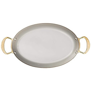 Mauviel M'150 B 1.5mm Polished Copper & Stainless Steel Oval Pan With Brass Handles, 11.8-in, Made in France