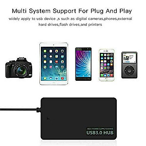 Tec-Digi USB Hub 3.0, 4-Port Ultra-Slim USB 3.0 Hub Portable Adapter High Speed Expansion Multi USB Hub Splitter Lead Adapter Cable for PC Laptop, Desktop, PS3, Xbox, Wii, MAC, Notebook, MacBook, Etc