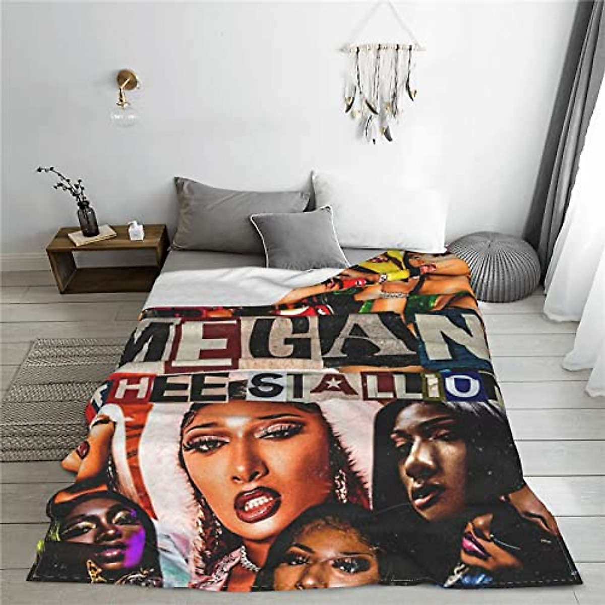 RobertDTesta Stylish Throw Lightweight Blanket 50''x40'' Summer Quilt Micro Fleece Blanket Flannel Throw Blanket Thee Stallion Megan Throw Blanket for Bed, Black