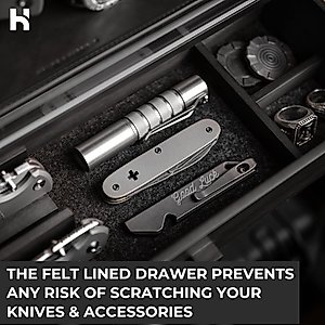 Watch & Pocket Knife Display Case – Switch Up Your Display with the Modular Pillars – Comes with Vegan Leather Padding and 4 Extra Pillars – The Combo Deck Pro – Lifetime Assarance Included